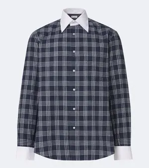 Brunello Cucinelli Checked Cotton-blend Flannel Shirt - Blue