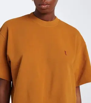 Saint Laurent Cassandre Oversized Cotton Piqué T-shirt - Orange