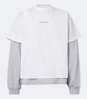 Balenciaga Layered Cotton Jersey T-shirt - White