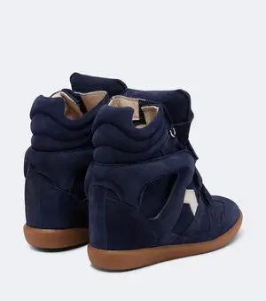 Isabel Marant Étoile Beckett Leather And Suede Wedge Sneakers - Blue