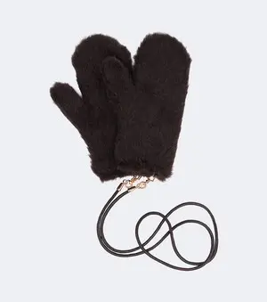 Max Mara Alpaca, Wool, And Silk Mittens - Brown