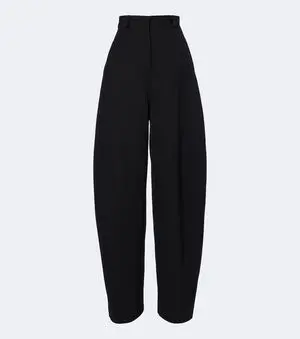 Balenciaga Wool Barrel-leg Pants - Black