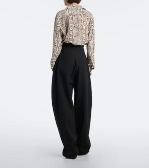 Balenciaga Wool Barrel-leg Pants - Black