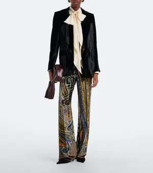 Etro Paisley Velvet Flared Pants