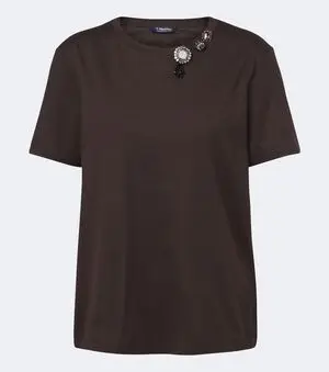 Max Mara Embellished Cotton-blend Jersey T-shirt