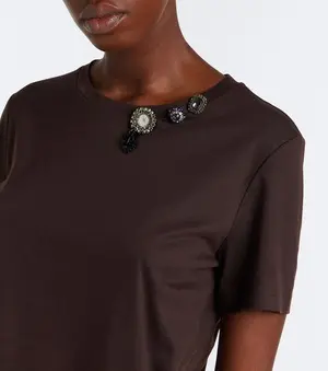 Max Mara Embellished Cotton-blend Jersey T-shirt