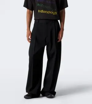 Balenciaga Wool Barrel-leg Pants