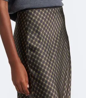 Vince Plaid Satin Slip Skirt