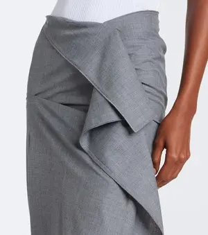 Victoria Beckham Asymmetric Draped Wool Midi Skirt
