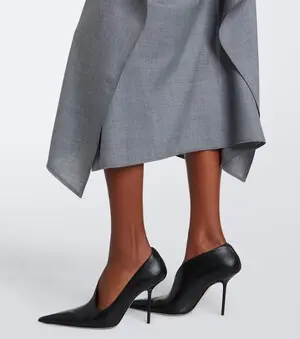 Victoria Beckham Asymmetric Draped Wool Midi Skirt