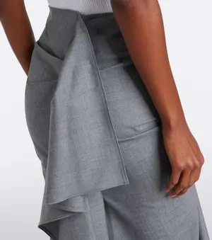 Victoria Beckham Asymmetric Draped Wool Midi Skirt