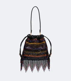 Etro Kalispera Small Beaded Fringed Shoulder Bag