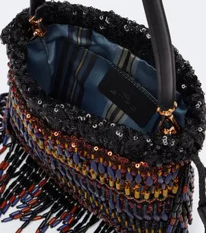 Etro Kalispera Small Beaded Fringed Shoulder Bag
