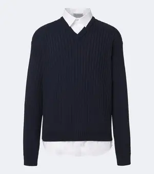 Balenciaga Layered Ribbed-knit Cotton Sweater