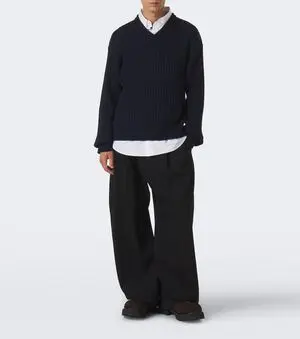 Balenciaga Layered Ribbed-knit Cotton Sweater