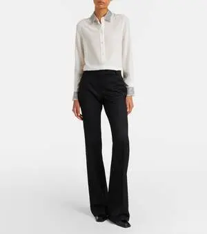 Alexander McQueen Lace-trimmed Silk Shirt