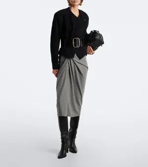 MARANT ETOILE Jeldia Draped Flannel Midi Skirt