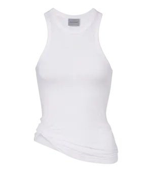 Balenciaga Logo Gathered Cotton Jersey Tank Top - White