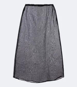 Prada Cotton Organdy Midi Skirt - Black