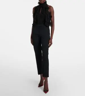 Alexander McQueen Ruffled Silk Chiffon Top - Black