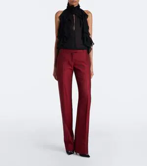 Alexander McQueen Ruffled Silk Chiffon Top - Black
