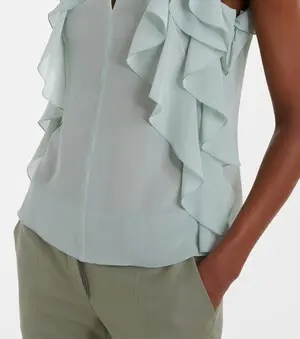Alexander McQueen Ruffled Silk Chiffon Top