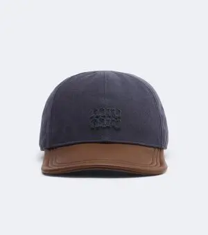 Miu Miu Leather And Cotton Gabardine Baseball Cap - Blue