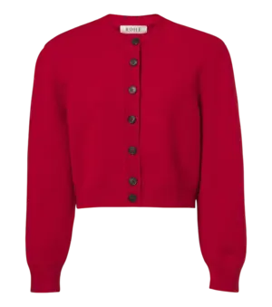 RÓHE Cropped Wool Cardigan - Red