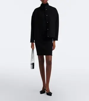 Max Mara Virgin Wool Jersey Miniskirt - Black