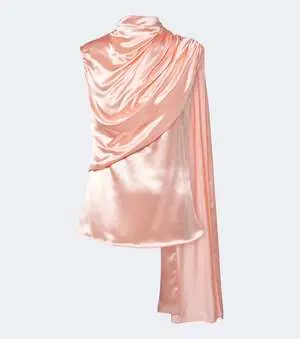 MUGLER Draped Satin Blouse