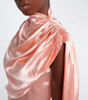 MUGLER Draped Satin Blouse
