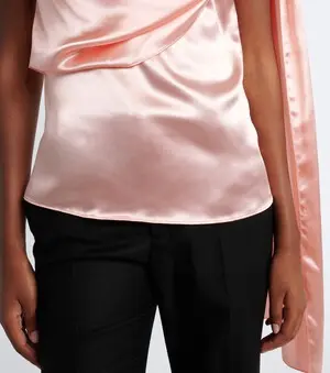 MUGLER Draped Satin Blouse
