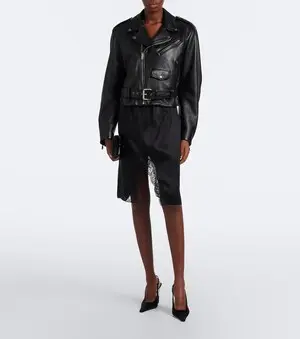 Saint Laurent Lace-trimmed Silk Satin Slip Skirt