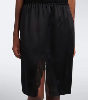 Saint Laurent Lace-trimmed Silk Satin Slip Skirt