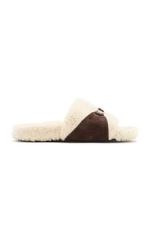Balenciaga Faux Fur Suede Slides
