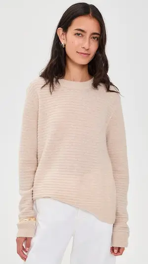 REFORMATION Cashmere Boyfriend Sweater - Textured Wheat