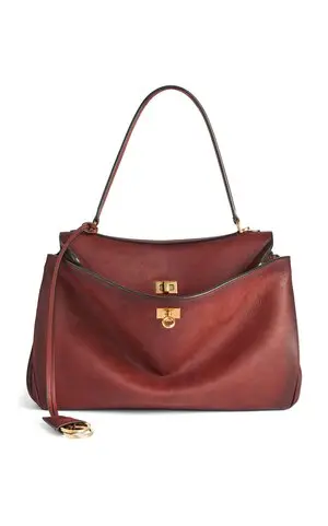 Balenciaga Medium Rodeo Leather Top Handle Bag - Red