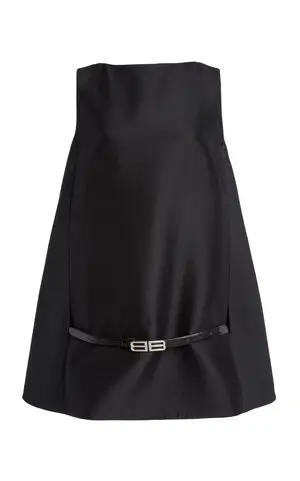 Balenciaga Belted Wool-silk Mini Dress