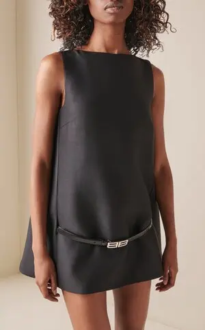 Balenciaga Belted Wool-silk Mini Dress