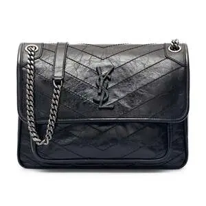 Saint Laurent Wrinkled Leather Medium Niki Bag