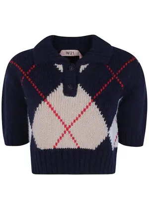 N.21 Polo Neck Sweater - Blue