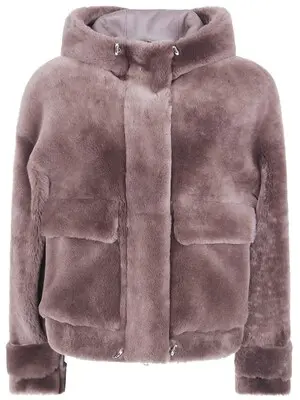 BLANCHA Straight Merino Shearling Hooded Jacket