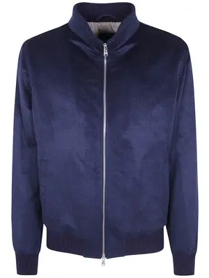 BARBA NAPOLI Cashmere Bomber Jacket - Blue