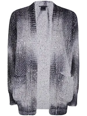 Avant Toi Laminated Scratched Effect Moss Stitch V-neck Sweater
