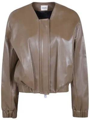 Khaite Leather Cordan Jacket - Green
