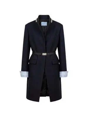 Prada Single-breasted Embroidered Wool Coat