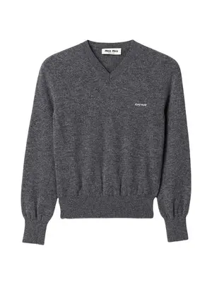 Miu Miu Wool V-neck Sweater - Gray