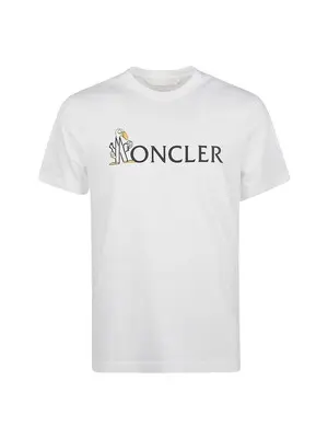 Moncler Crew Neck T-shirt With Printed Logo - White
