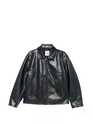 Sandro Classic Zip-up Leather Jacket - Blue