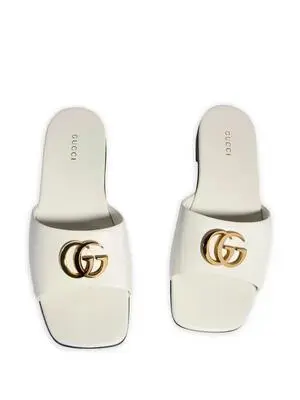 Gucci Double G Leather Flat Sandals